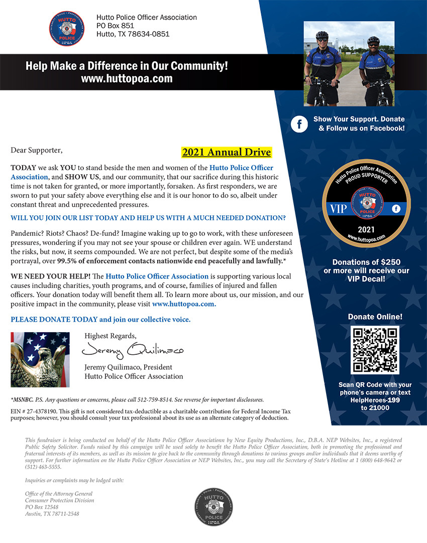 Hutto Police Officer Association - Donate Now!